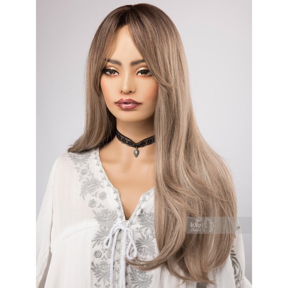 Her Wig Closet | Hair | Spring Honey Blonde Wig With Bangs Balayage ...